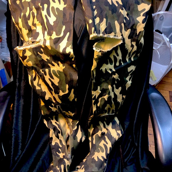 Shoes | Thigh High Camo Open Toe High Heel Boots Never Wore Tried On A ...